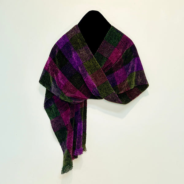 Greens and Purples Chenille Scarf Color Blocks – Carol Press Scarves